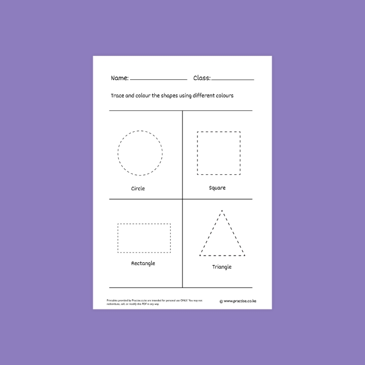 Shape Tracing & Colouring Worksheet